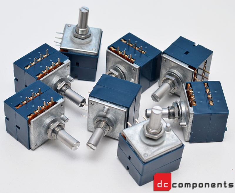 Potencjometr Alps RK27112 stereo 2x 250K Log